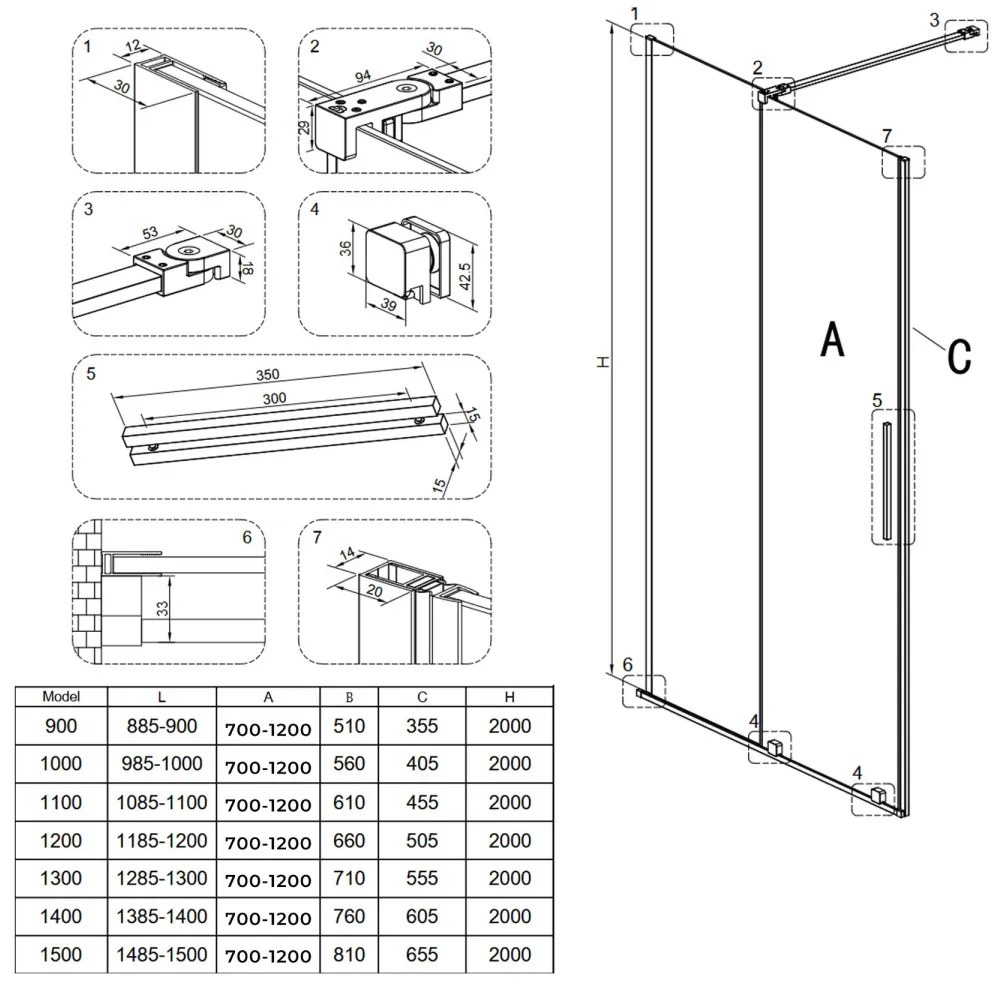 BPS-koupelny Posuvné sprchové dveře HYD-ATA 110 chrom/transparent pro instalaci do niky - bez vaničky