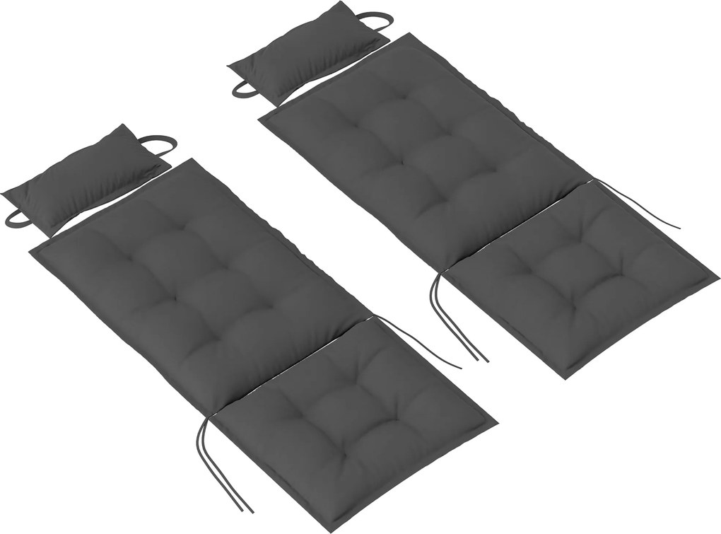 sada 2 polštářů na lehátko Voděodolný polštář na zahradní lehátko 50x116x5 cm, tmavě šedý