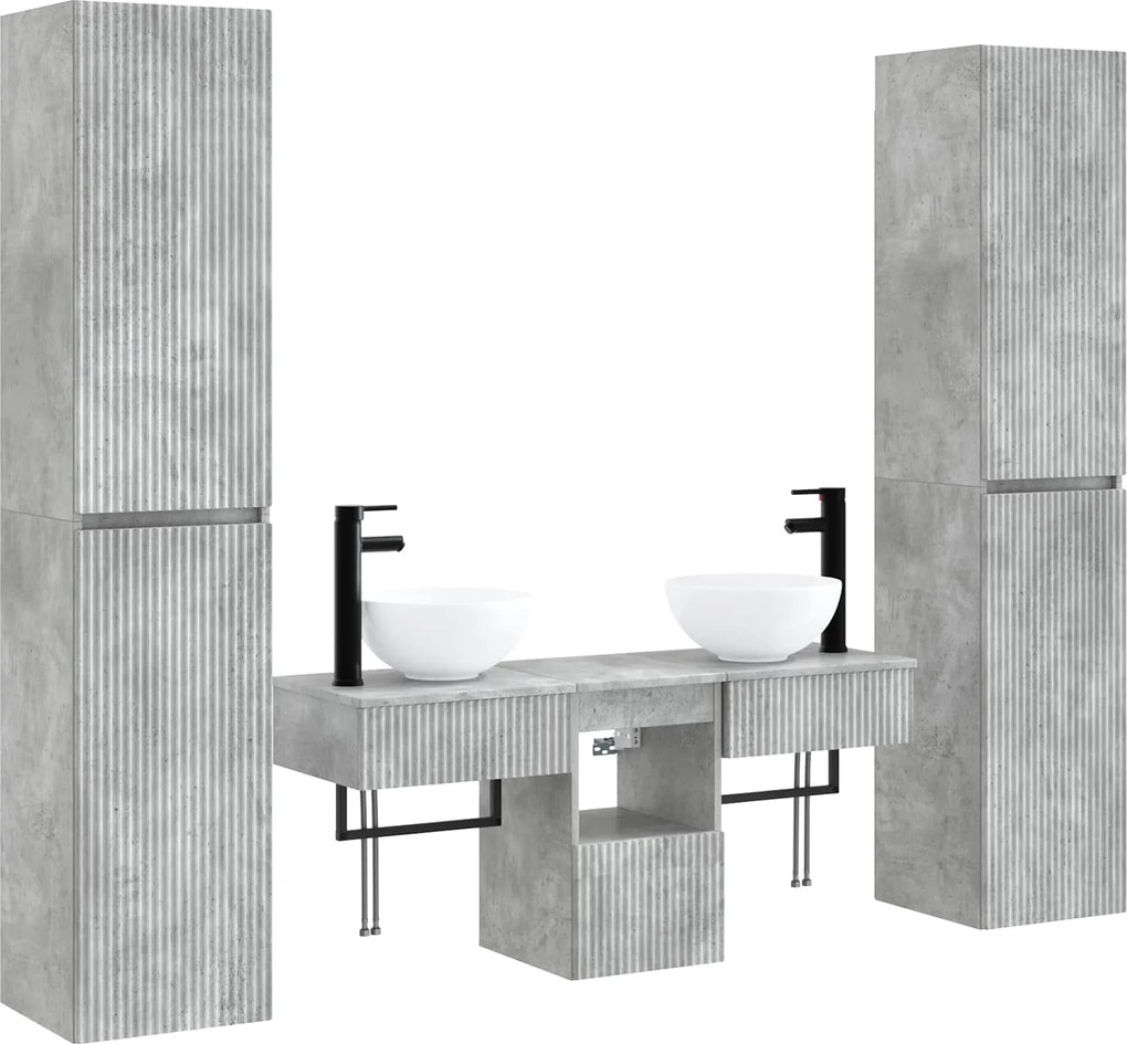 Sada koupelnového nábytku 5 ks Betonově šedá 33 x 34,5 x 160 cm 3406006