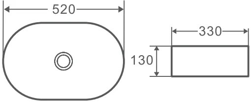 Hydroland Keramické umyvadlo na desku Kinga 52x33 cm, bílé