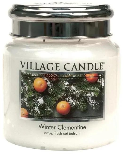 VILLAGE CANDLE Svíčka Village Candle - Winter Clementine 389g, bílá barva, stříbrná barva, sklo, vosk