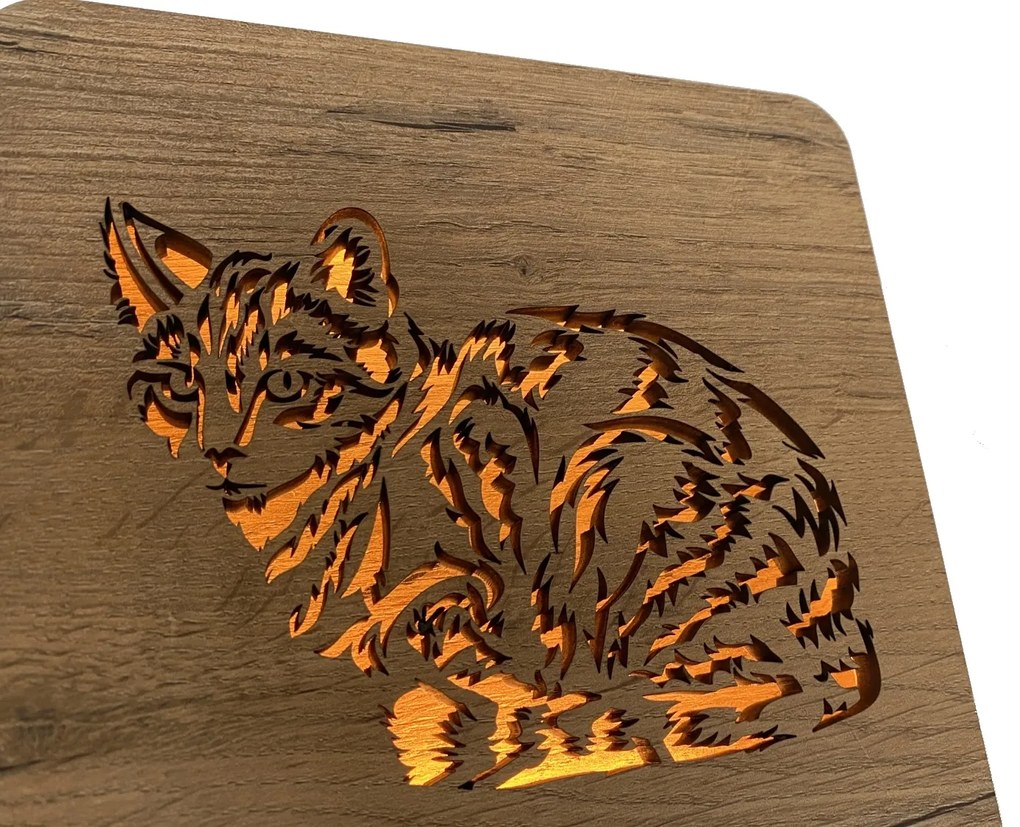 Li-Go "Kočka" lampa 19x19cm provedení povrchu: ořech