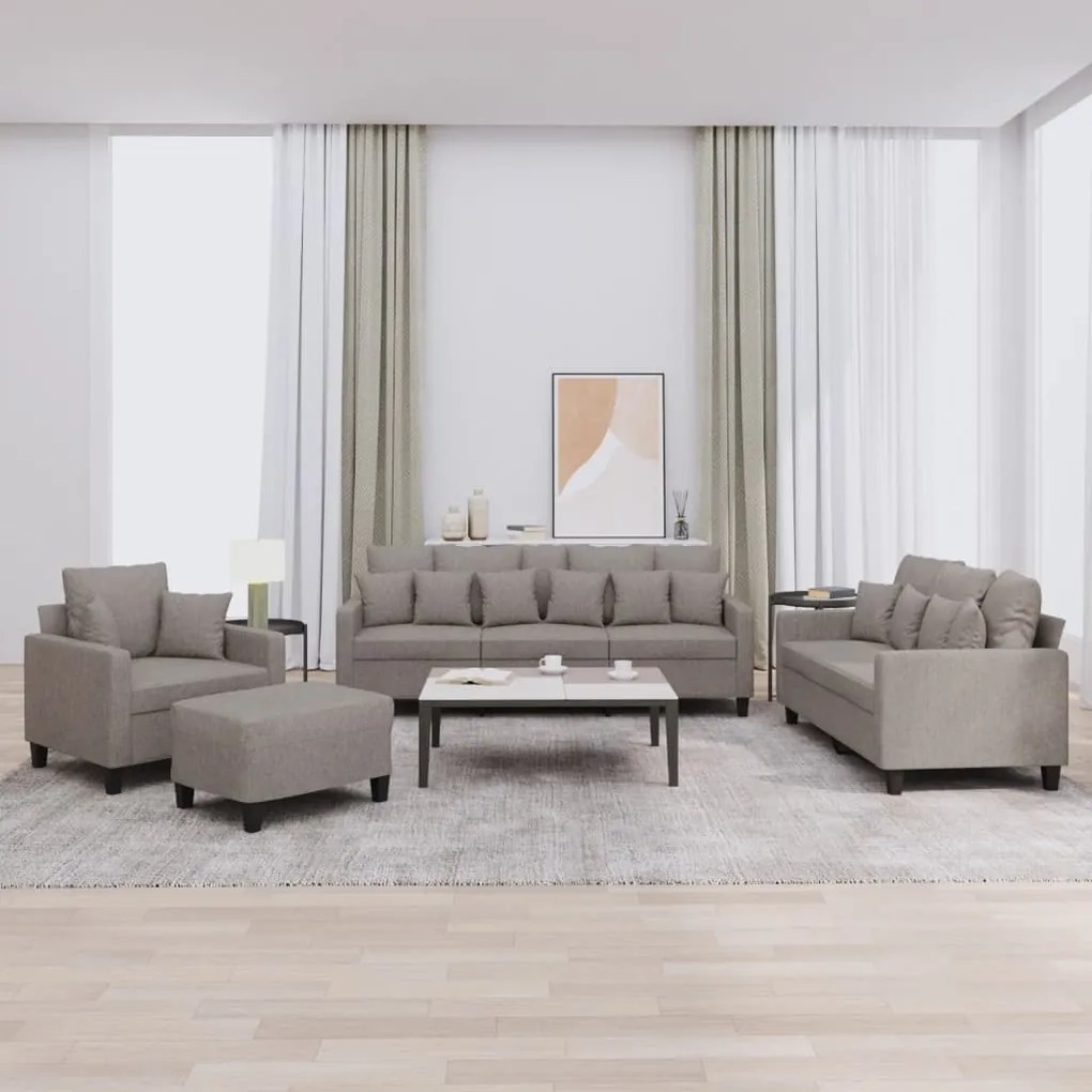 4dílná sedací souprava s polštáři taupe textil 3201647