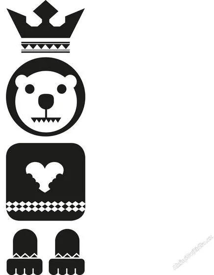 LA 155982 Nálepka Totem medvěd, černá, vč. stěrky - BIG WHITE