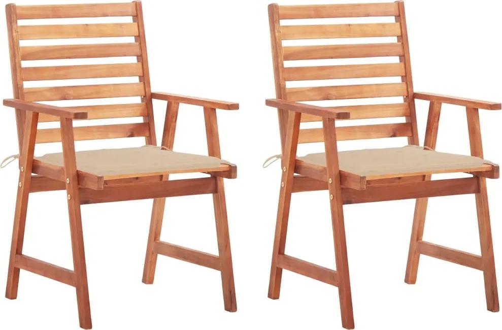 vidaXL Zahradní jídelní židle 2 ks s poduškami masivní akáciové dřevo [3064325] Barva: Šedá