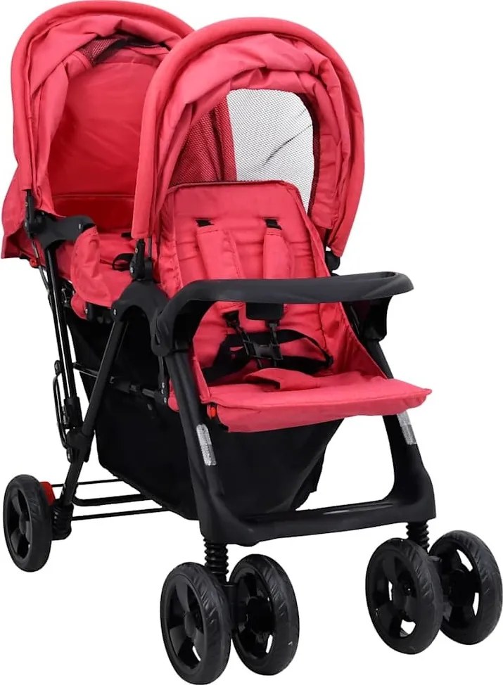 vidaXL Tandemový dvojitý kočárek ocel [10351] Barva: taupe