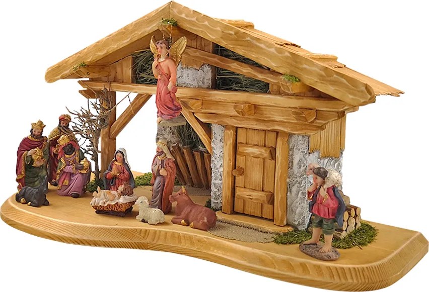 AMADEA Dřevěný betlém BEZ FIGUREK 44 cm