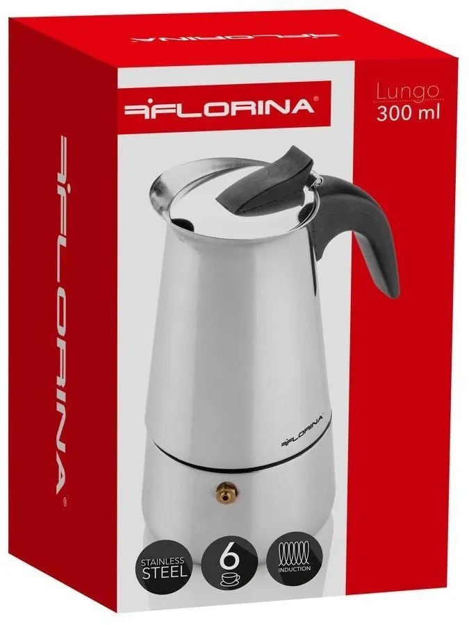 Florina  Kafetier Lungo nerezový espresso maker Kávovar 6 šálků
