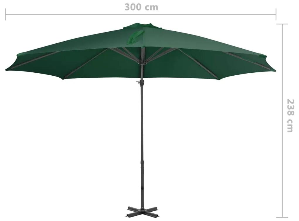 Konzolový slunečník s hliníkovou tyčí 300 cm zelený,  44621