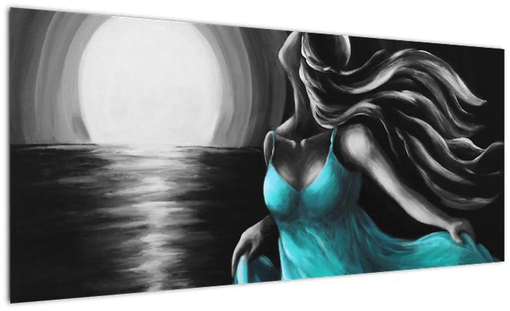 Obraz ženy v modrém (100x40cm)