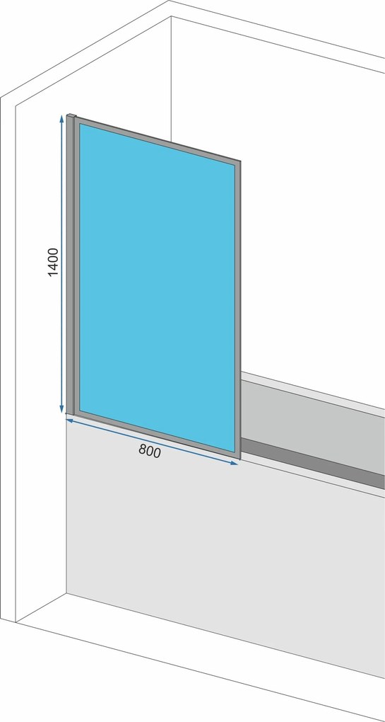 Rea Lagos, vanová zástěna, 1-křídlová, 80 x 140 cm, černá-transparentní, REA-K7633
