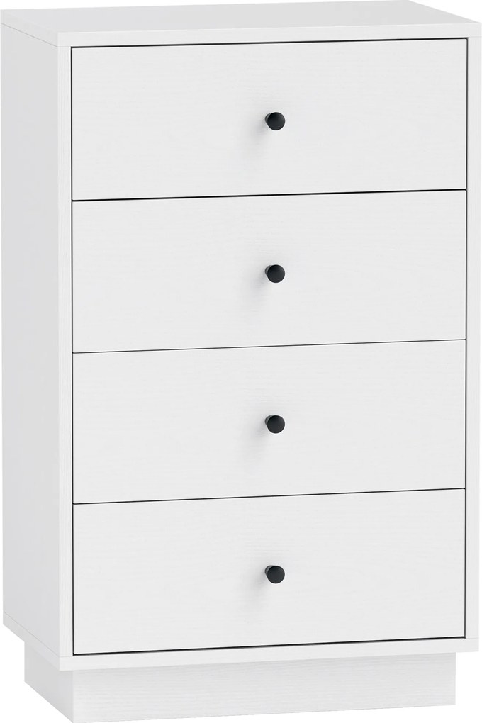 HOMCOM Komoda se 4 zásuvkami, skříň z dřevotřísky v moderním stylu, 47 x 29 x 75 cm, bílá