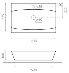 Bathco 0041 - Umyvadlo na desku SARDINERO 61,5x37,5 cm porcelán/bílá