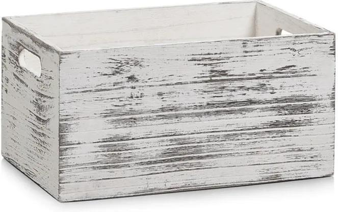 Kontejner pro ukládání RUSTIC WHITE, dřevěný - barva bílá, 30x20x15 cm, ZELLER