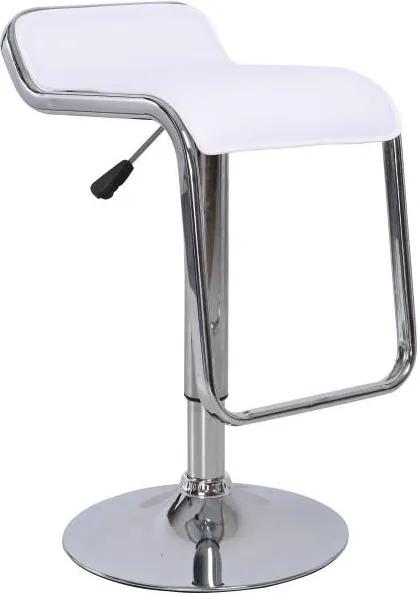 Barová židle, ekokůže bílá / chrom, ILANA