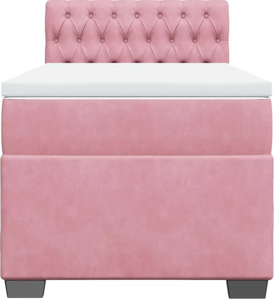 Box spring postel s matrací růžová 100x200 cm samet 3288545