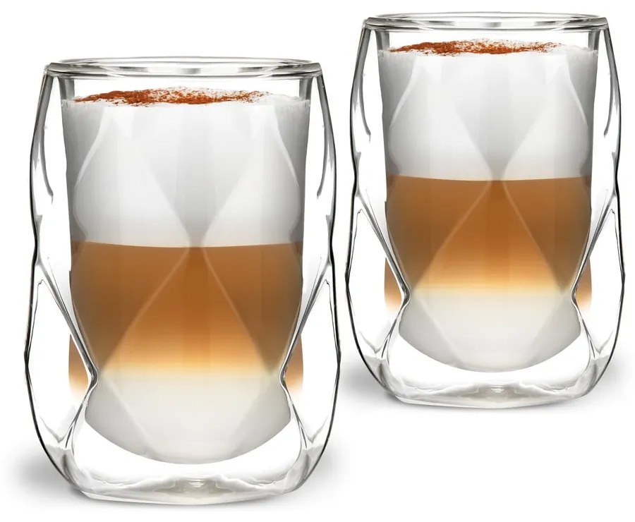 Sada 2 dvoustěnných sklenic na latté Vialli Design Geo, 250 ml