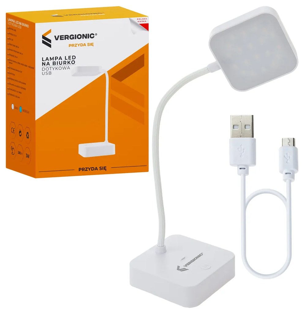 BERGE LED USB noční lampička bílá 35cm