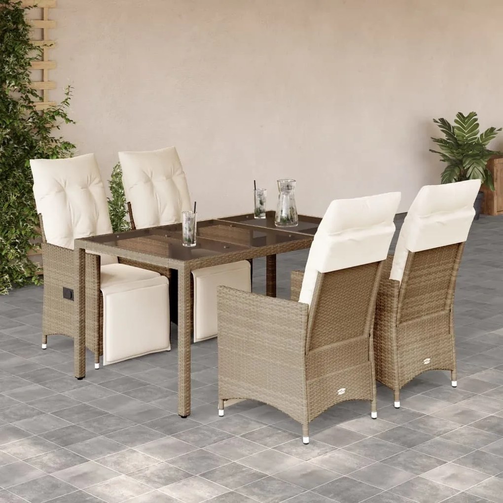 5dílný zahradní bistro set s poduškami béžový polyratan 3276939