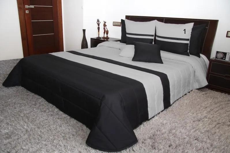 Prošívané přehozy na postele v černé barvě s šedými pruhy Šířka: 170 cm | Délka: 210 cm