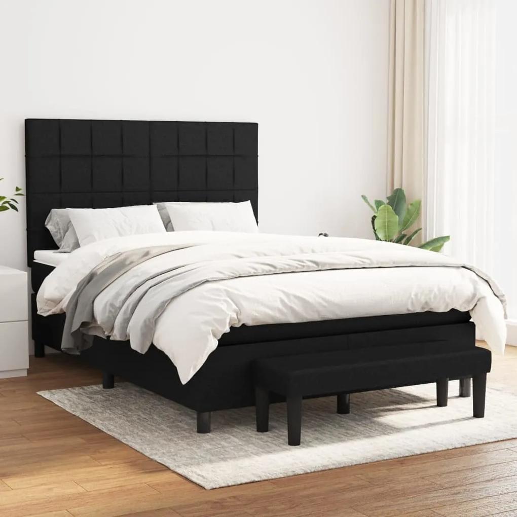 Box spring postel s matrací černá 140x200 cm textil,  3136599