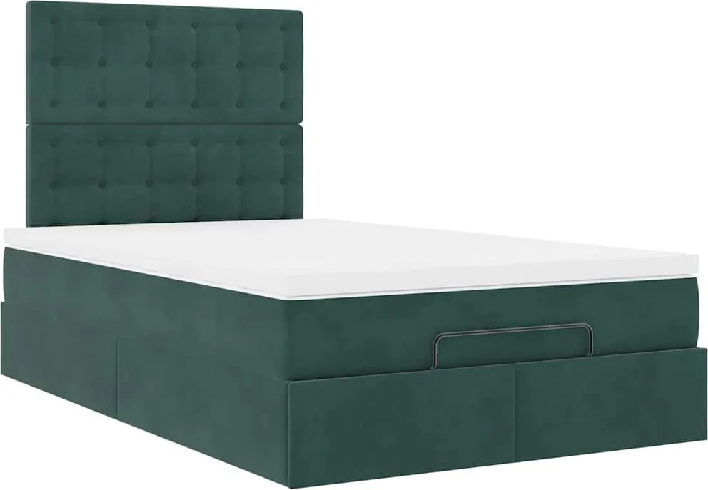 Osmanský rám postele s matracemi tmavě zelená 120x200cm samet 3314459