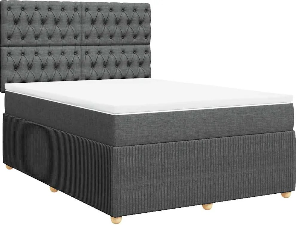 Box spring postel s matrací tmavě šedá 140x200 cm textil 3294387