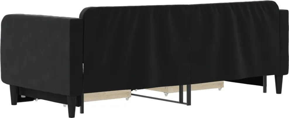 Válenda s přistýlkou a zásuvkami černá 90 x 200 cm samet 3197115