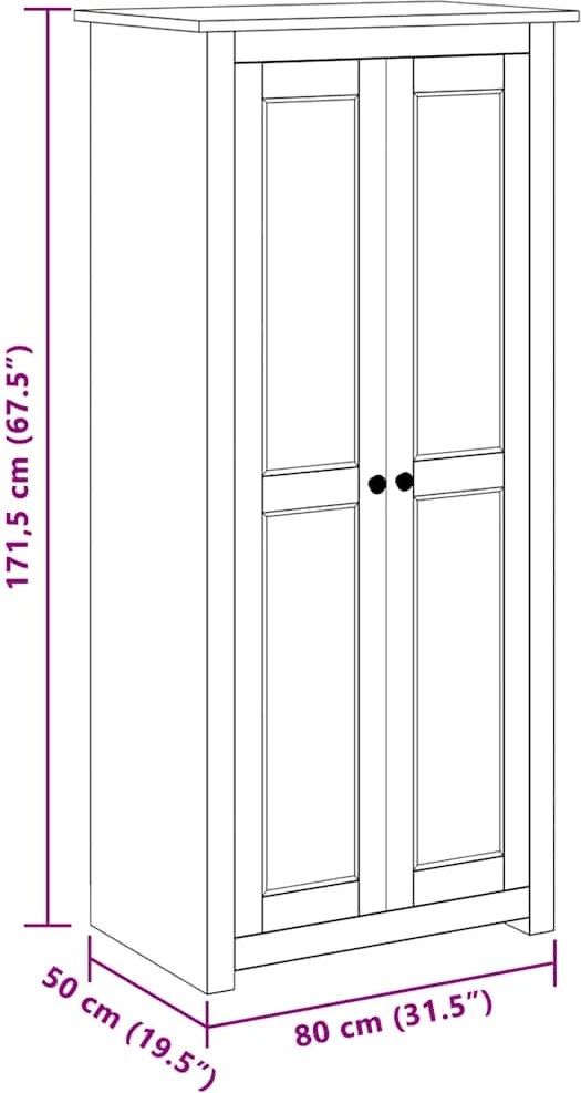 vidaXL Marketos Šatní skříň 80 x 50 x 171,5 cm masivní borovice řada Panama