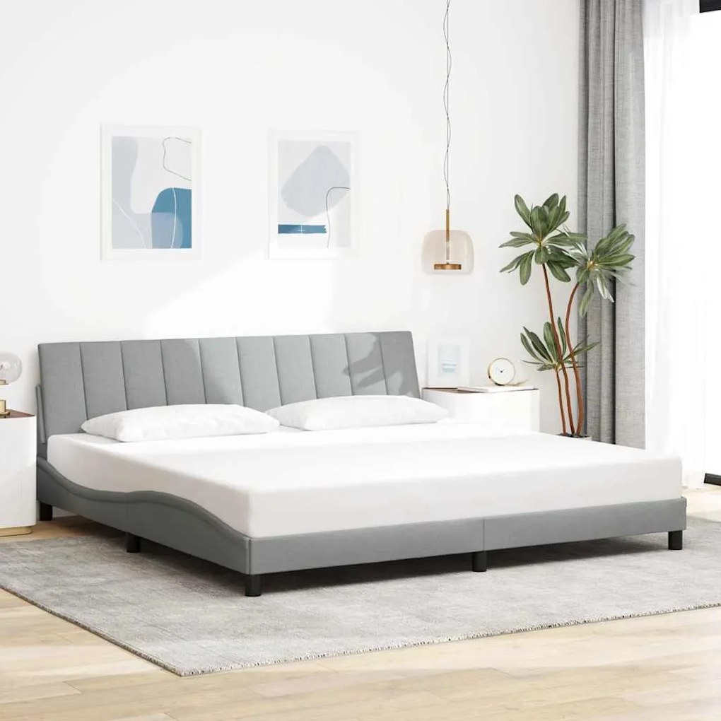 Rám postele bez matrace Hanko světle šedý 200 x 200 cm textil 3310482