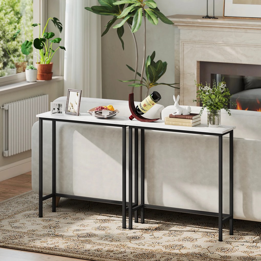 HOMCOM Konzolový stolek do předsíně s nastavitelnými nožičkami, ochranou proti převrácení 75 x 24 x 76 cm pro malý prostor, černý