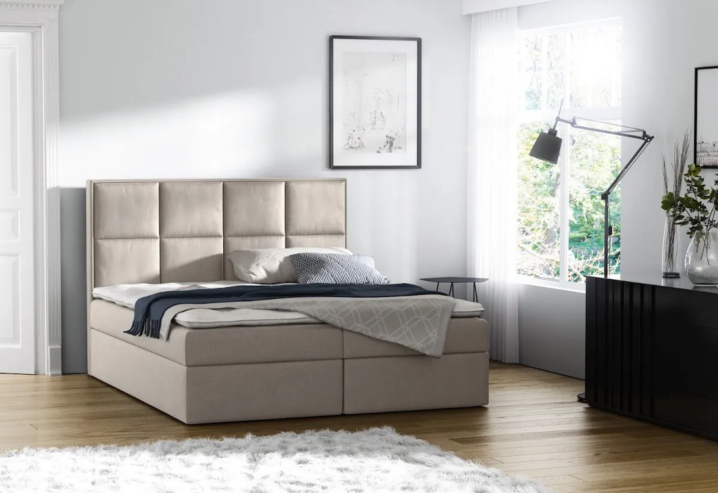 Čalouněná postel boxspring GALAXY + topper, 180x200, casablanca 2301