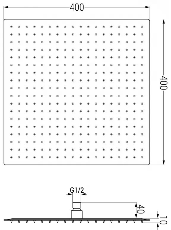 Mexen Sprchová hlavice Slim nerezová 40 x 40 cm, černá, 79140-70