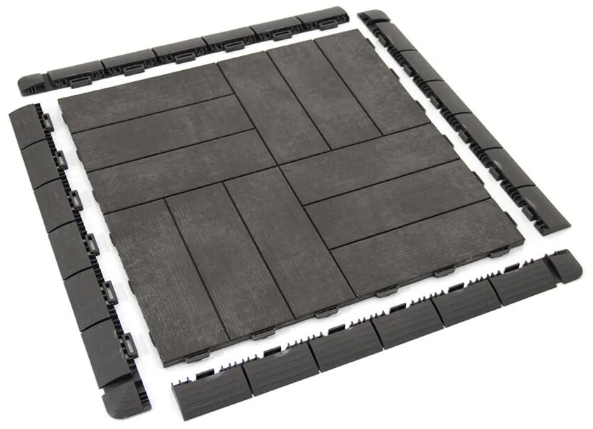 Plastová dlažba Linea Marte 56,3 x 56,3 x 1,3 cm, tmavě hnědá