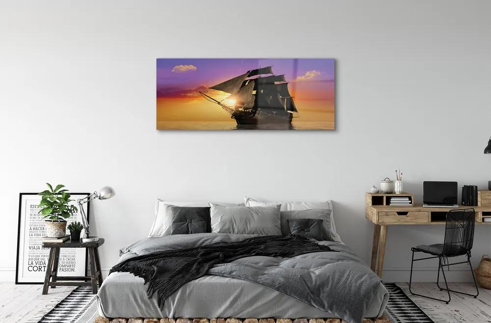 akrylový obraz Barevné nebe ship sea 120x60 cm