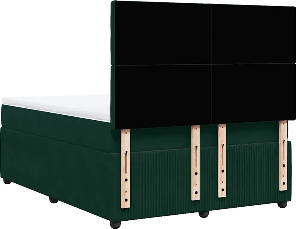 Box spring postel s matrací tmavě zelená 140x200 cm samet 3292373
