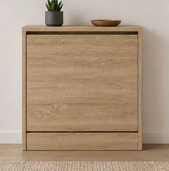 skříňka na boty, botník, výklopná dvířka, dřevo, 54x61x23 cm, dub sonoma, Dekorino BS20260001