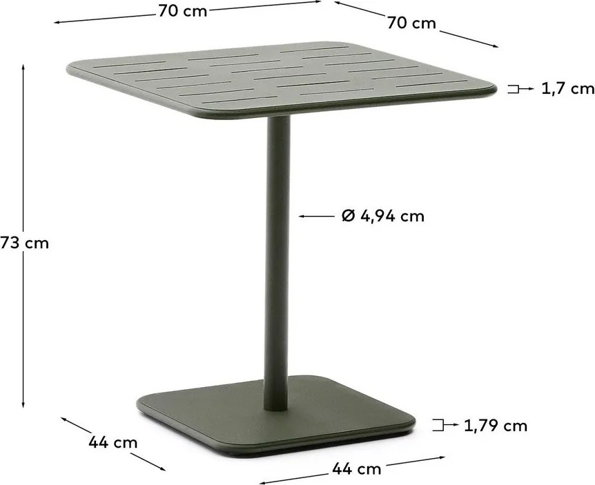 Ocelový zahradní jídelní stůl 70x70 cm Brai – Kave Home