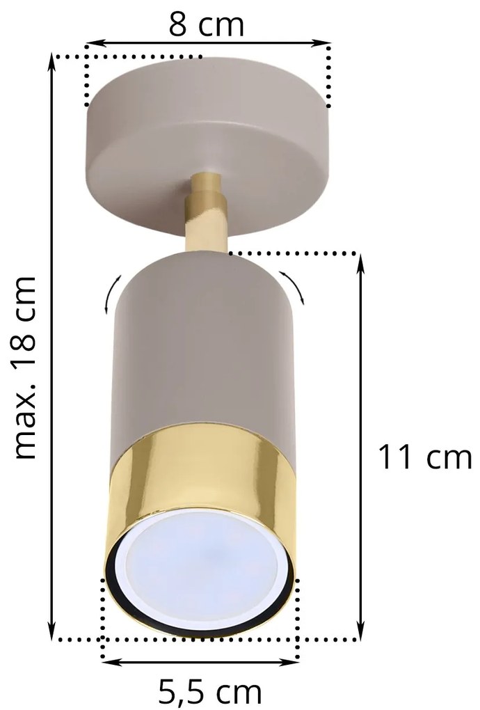 Bodové svítidlo Hugo, 1x béžové/zlaté kovové stínítko, (možnost polohování)