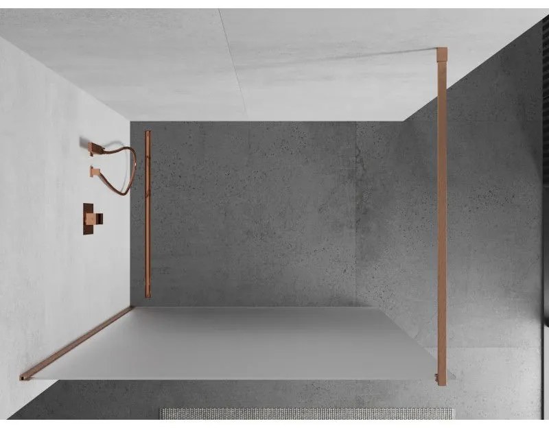 Mexen Kioto, sprchová zástěna Walk-In 100 x 200 cm, 8mm sklo námraza, měděný matný profil, 800-100-101-65-30