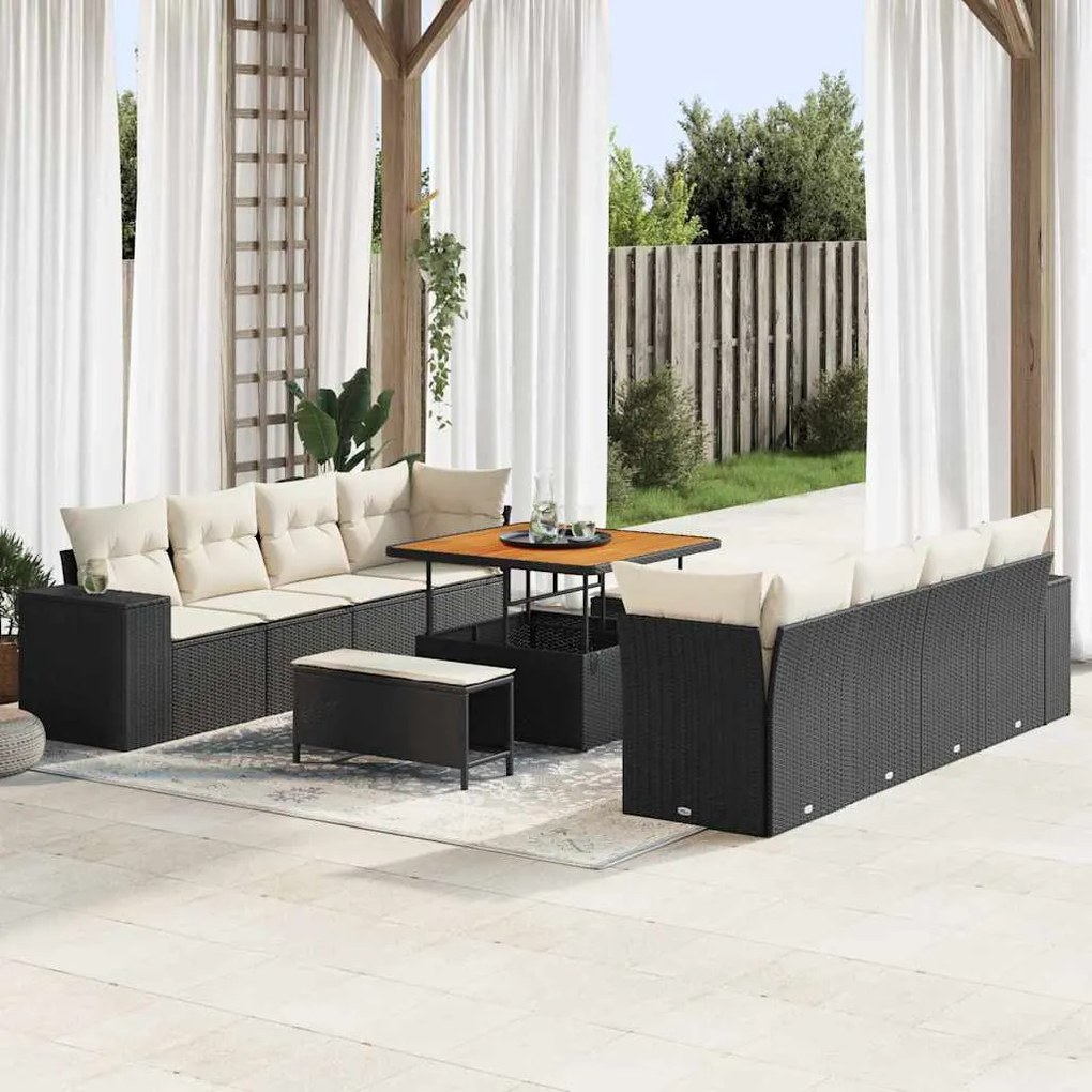 Sada zahradních pohovek 11 ks Černá polyratan 3361985