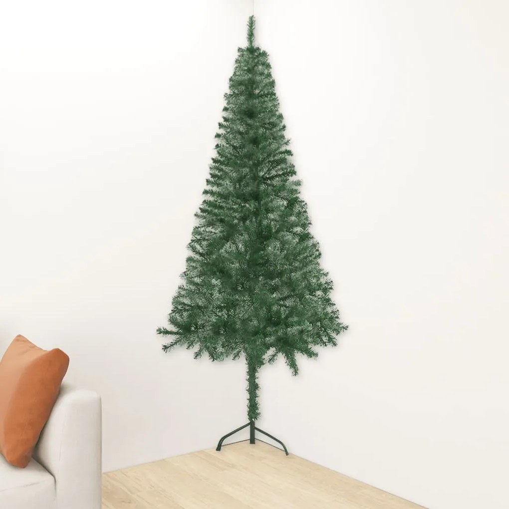 329165 vidaXL Rohový umělý vánoční stromek zelený 210 cm PVC