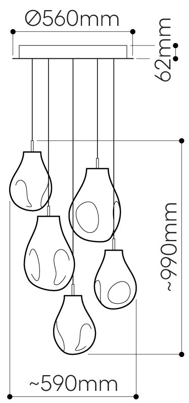 Bomma Soap skleněné závěsné svítidlo 5x Barva: Frosted (matná bílá)