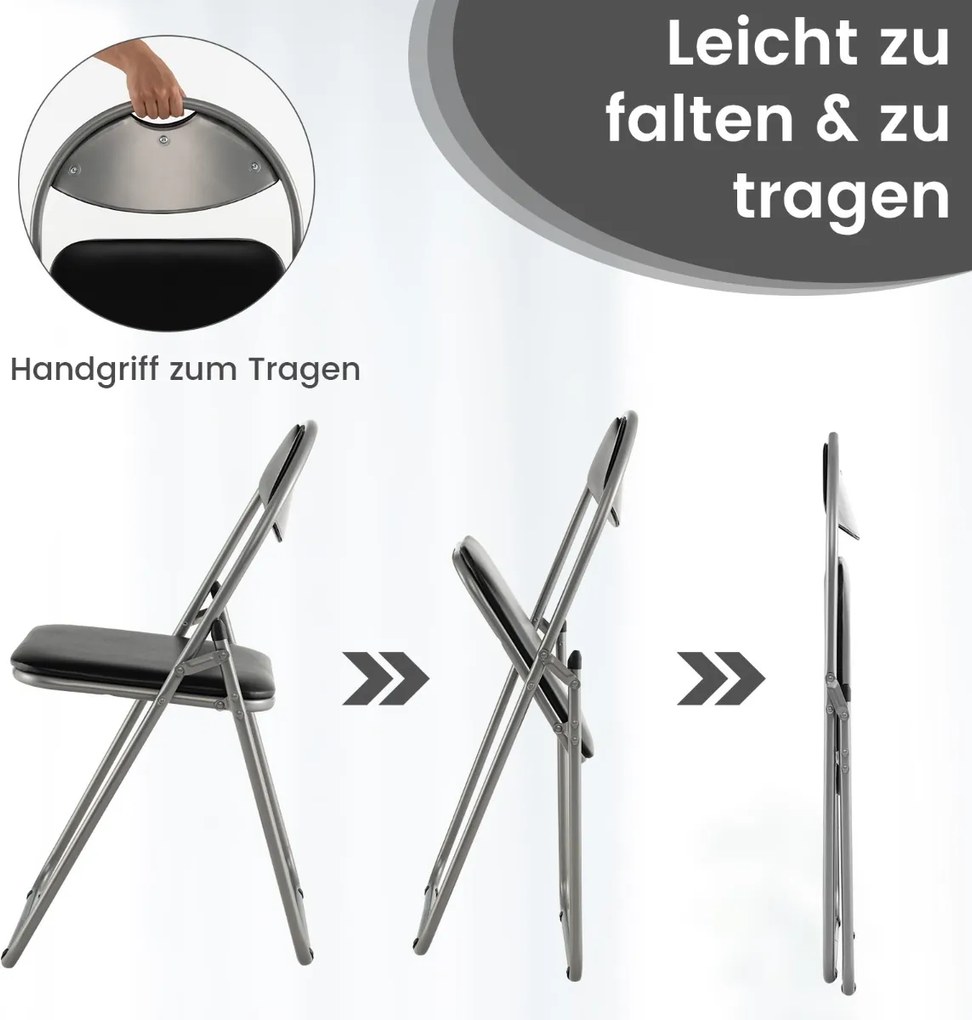Costway Sada 4 skládacích židlí s kovovým rámem a polstrovanými sedáky