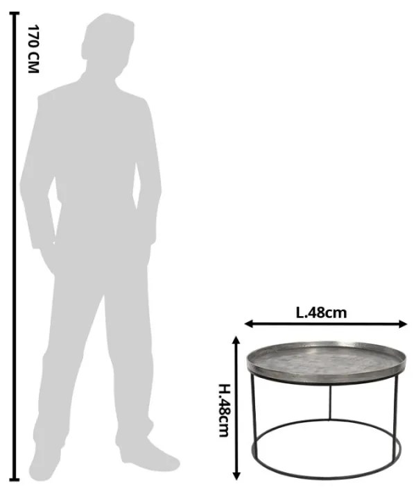 Černo-stříbrný kovový odkládací stolek Nicoline – 80x48 cm