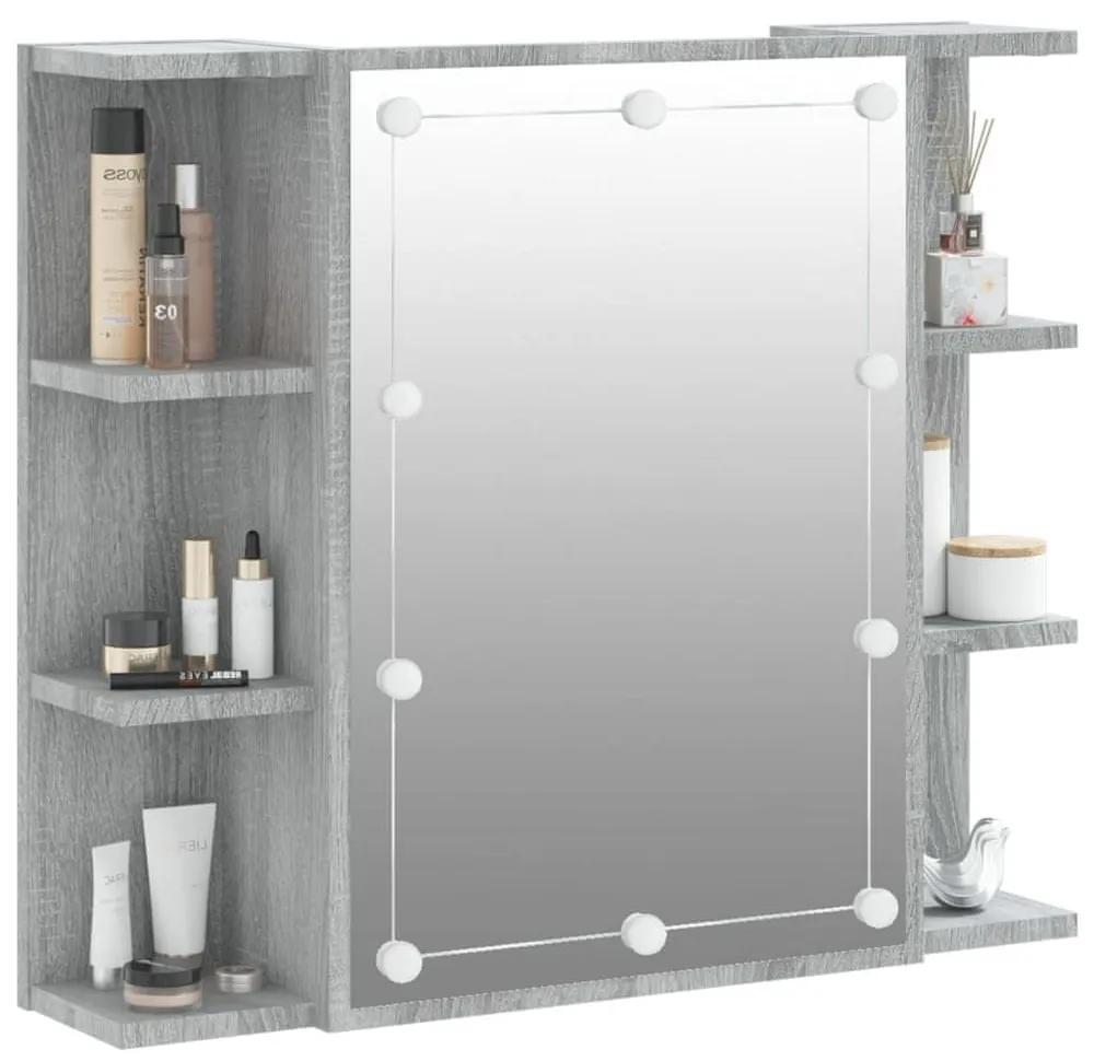 Petromila Zrcadlová skříňka s LED šedá sonoma 70 x 16,5 x 60 cm