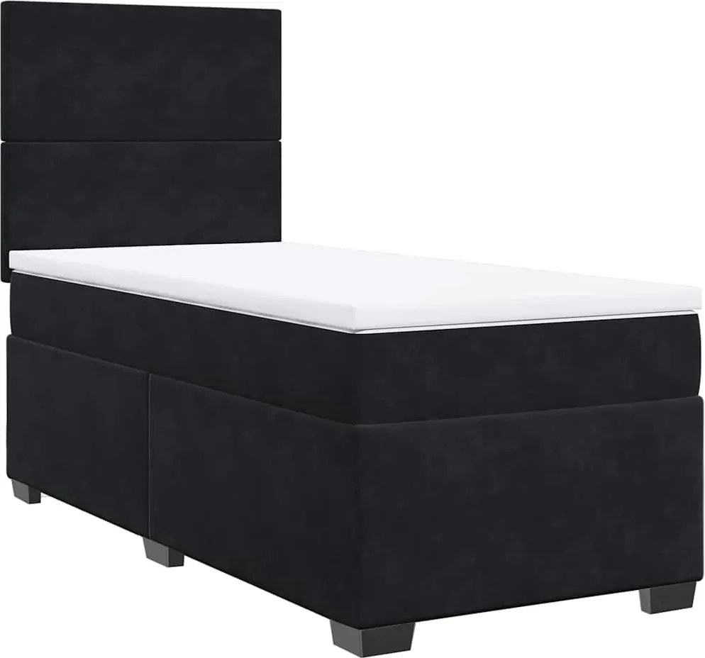 Box spring postel s matrací černá 90x190 cm samet 3293082