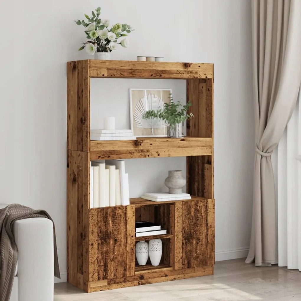 Fionshop 263034114 Skříň highboard old wood 92 x 33 x 140 cm kompozitní d