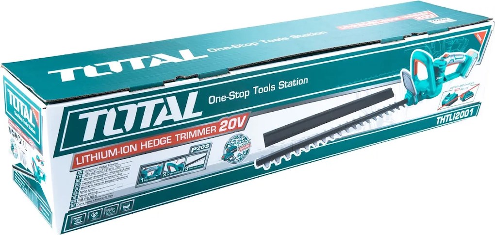 Nůžky na živé ploty AKU, 20 V Li - ion, 2000 mAh, bez baterie a nabíječky, industrial TOTAL THTLI2001