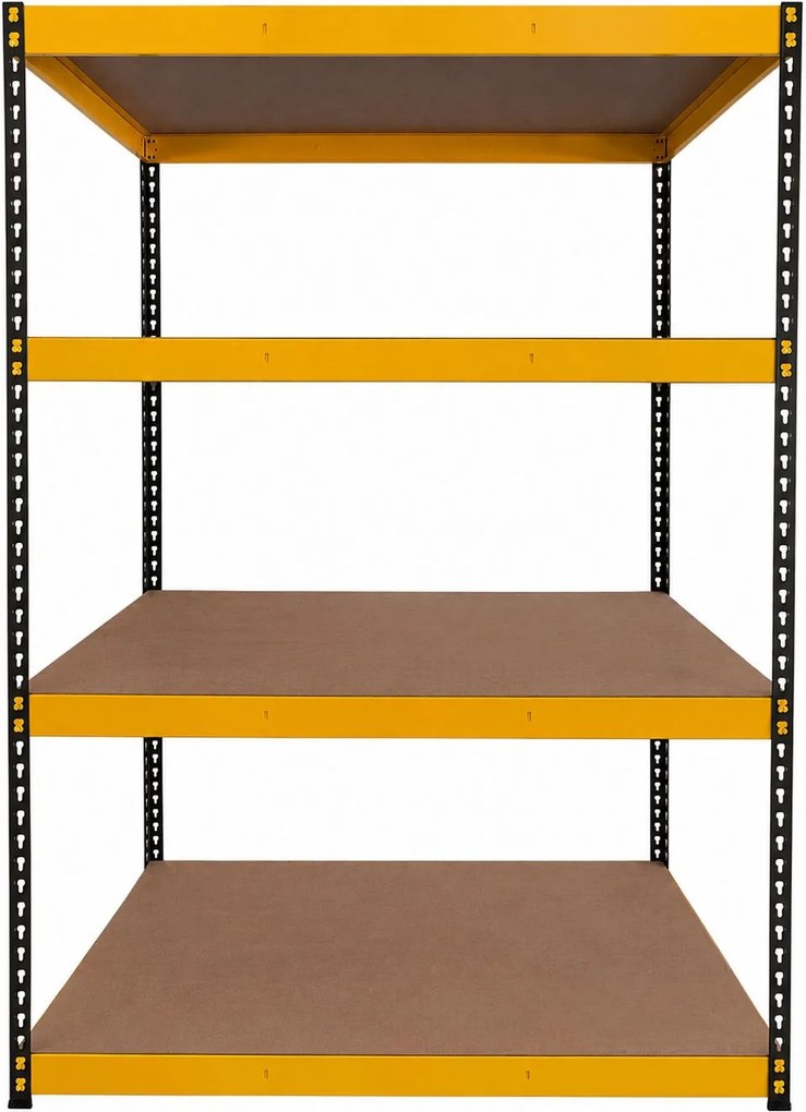 Fistar Regál 180x120x80 cm PROFESIONÁLNÍ lakovaný 4-policový, nosnost 1600 kg - ČERNO-ŽLUTÝ
